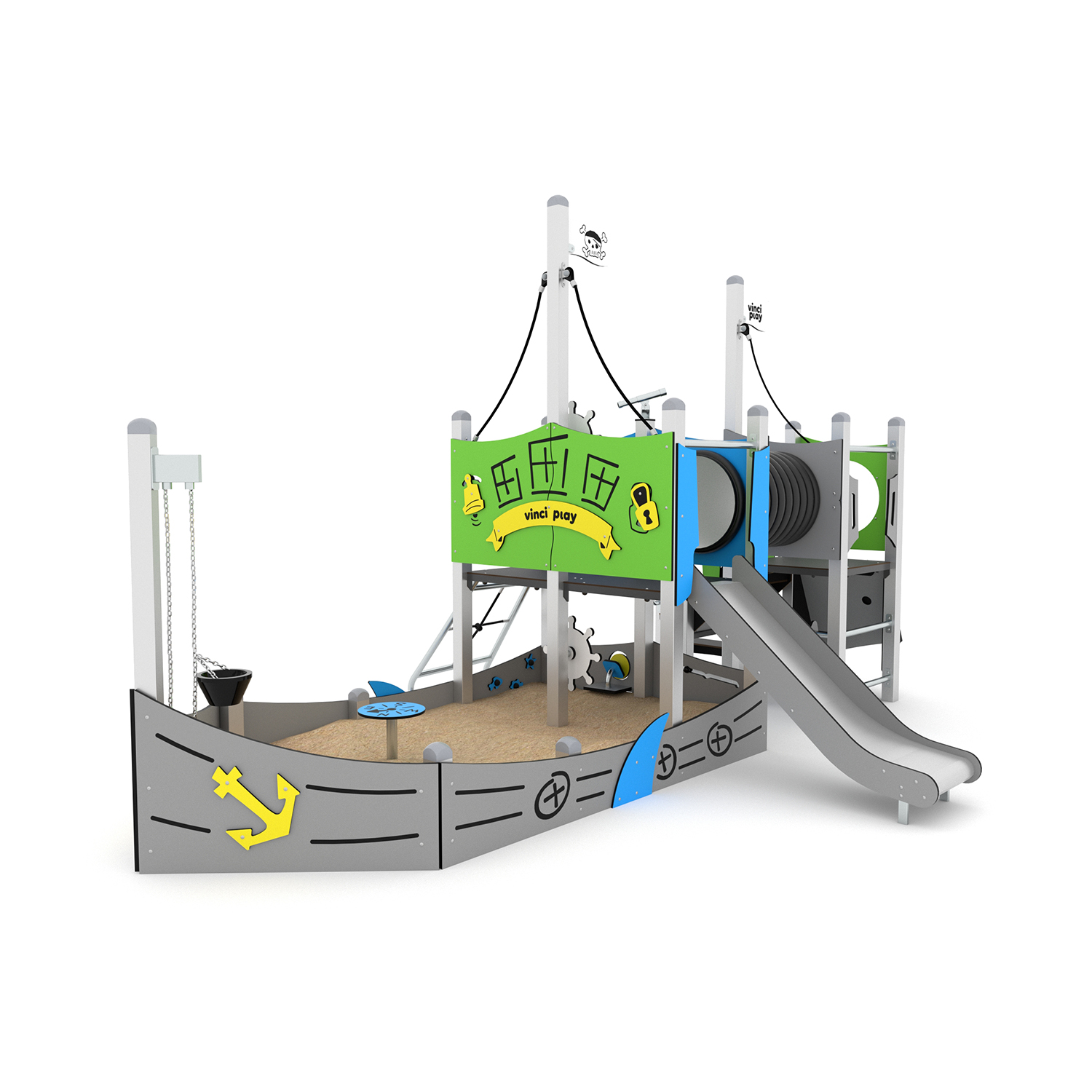 Small Steel Pirate Ship Play Structure | Morti Sport & Play Equipment