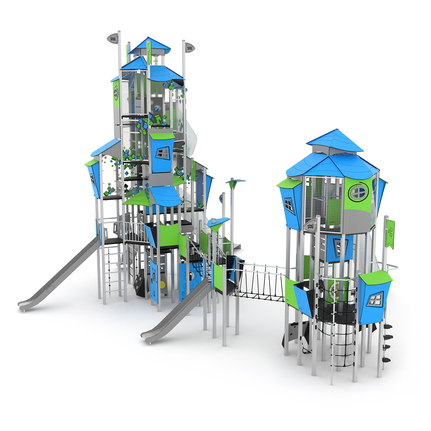 Giant Colourful Double Steel Play Structure | Morti Sport & Play Equipment