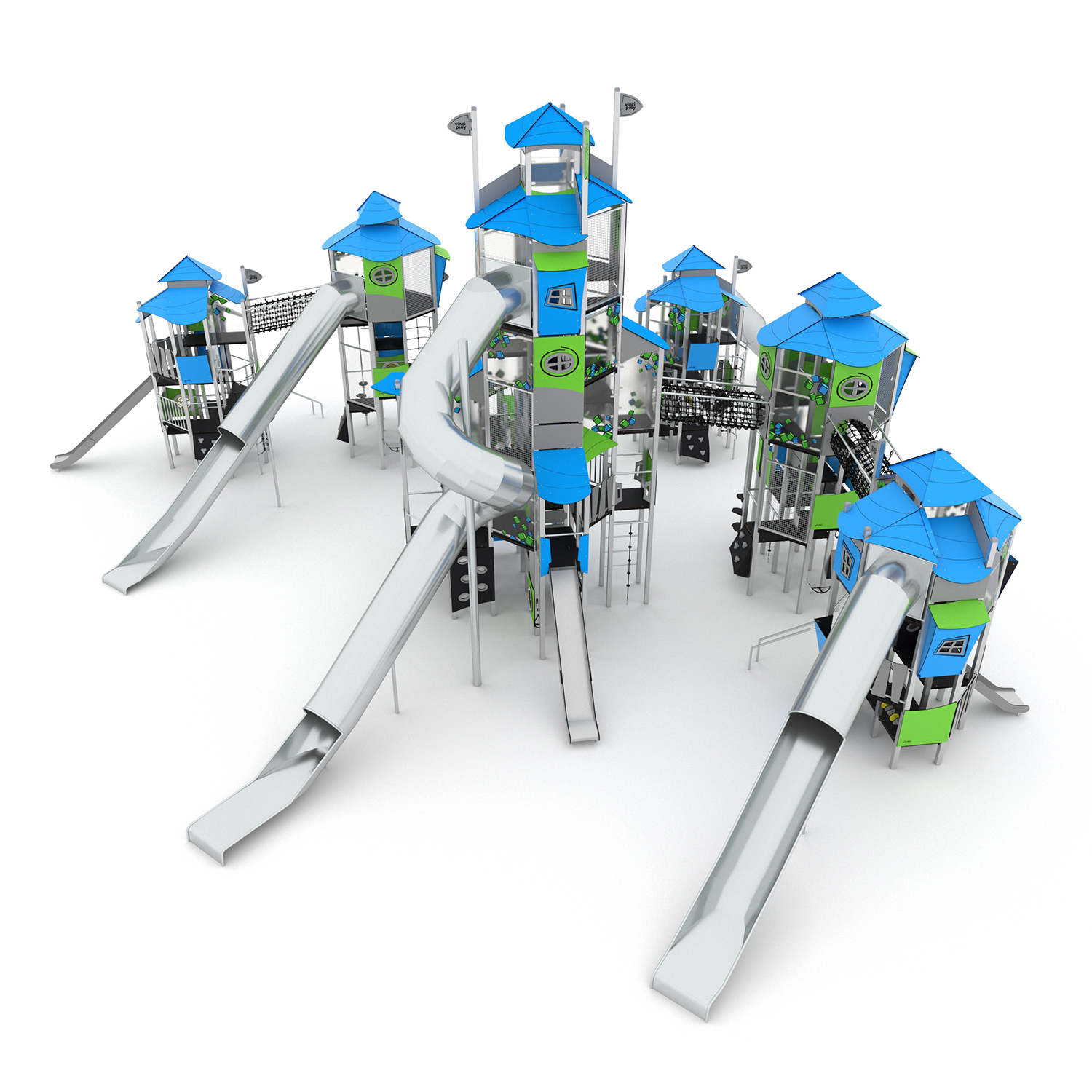 Giant Colourful Steel Play Structure Complex | Morti Sport & Play Equipment