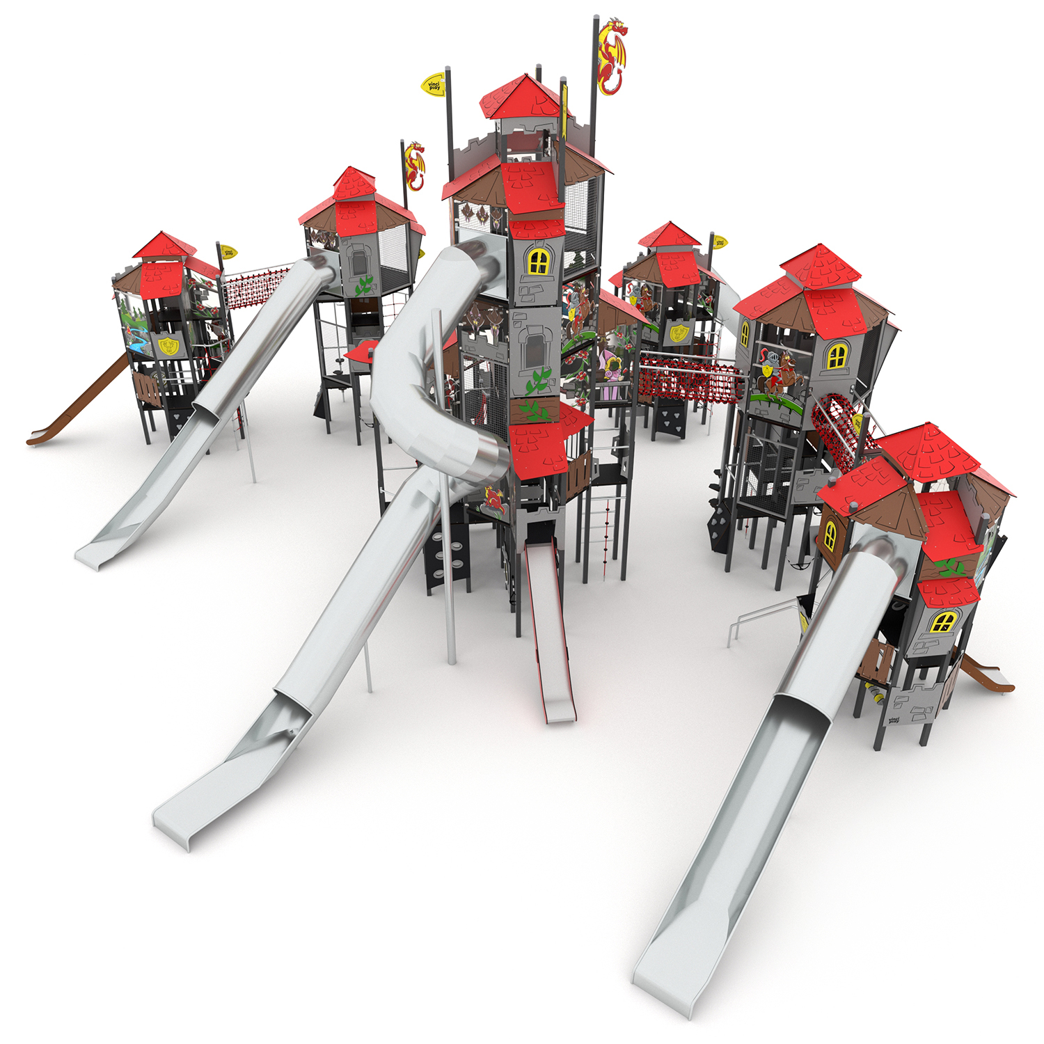 Castle-Themed Play Structure Complex | Morti Sport & Play Equipment