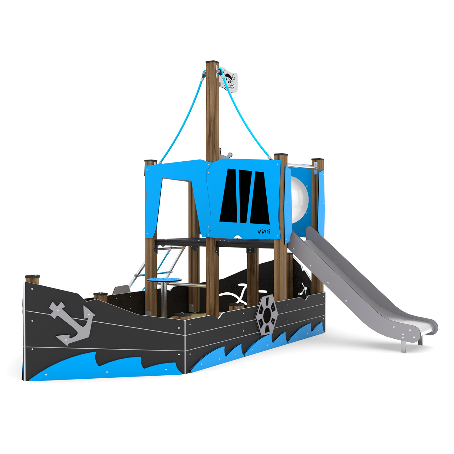 Small & Colourful Wooden Pirate Ship Play Structure 1 | Morti Sport ...