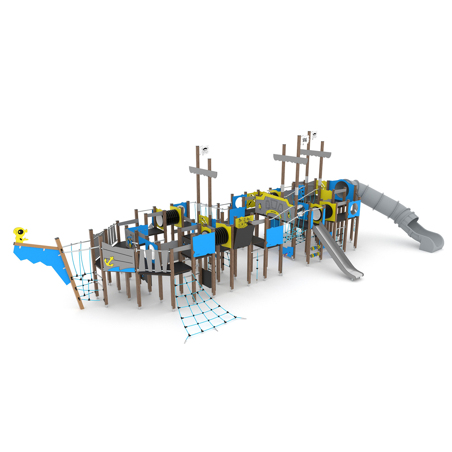 Large & Colourful Wooden Pirate Ship Play Structure | Morti Sport ...