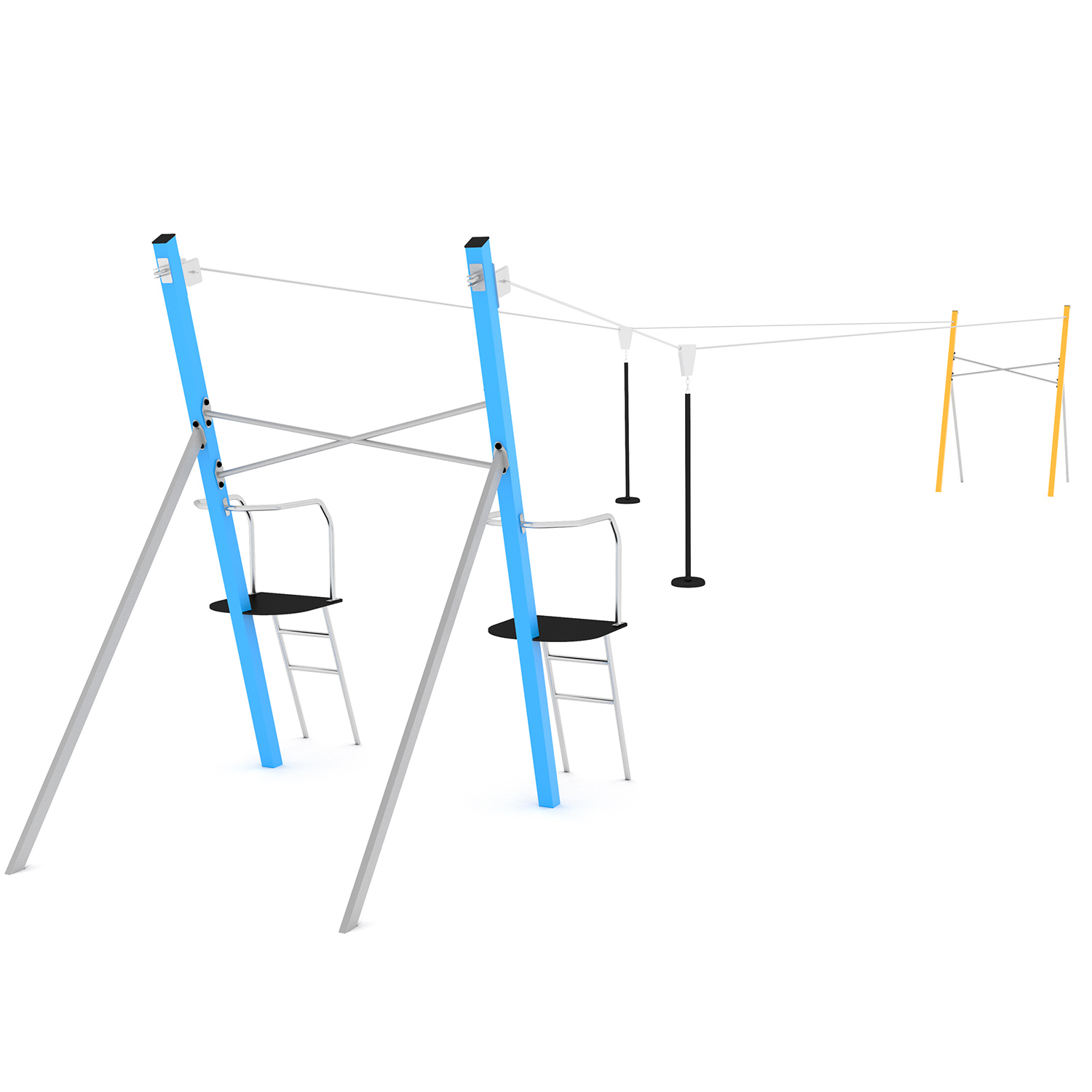 Steel Double Zipline w/ Steps | Morti Sport & Play Equipment