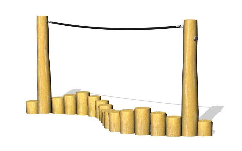 Wooden Balance Trail w/ Rope | Morti Sport & Play Equipment