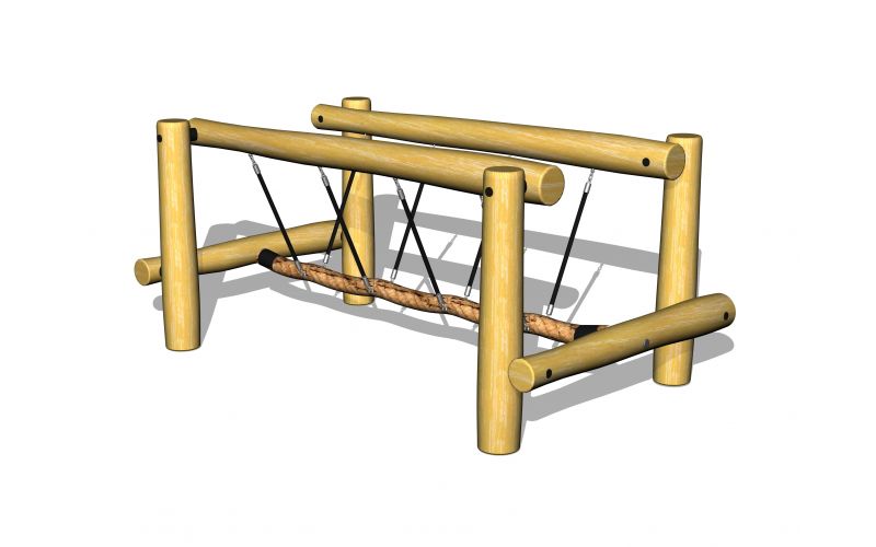 Single Log Wooden Balance Bridge | Morti Sport & Play Equipment