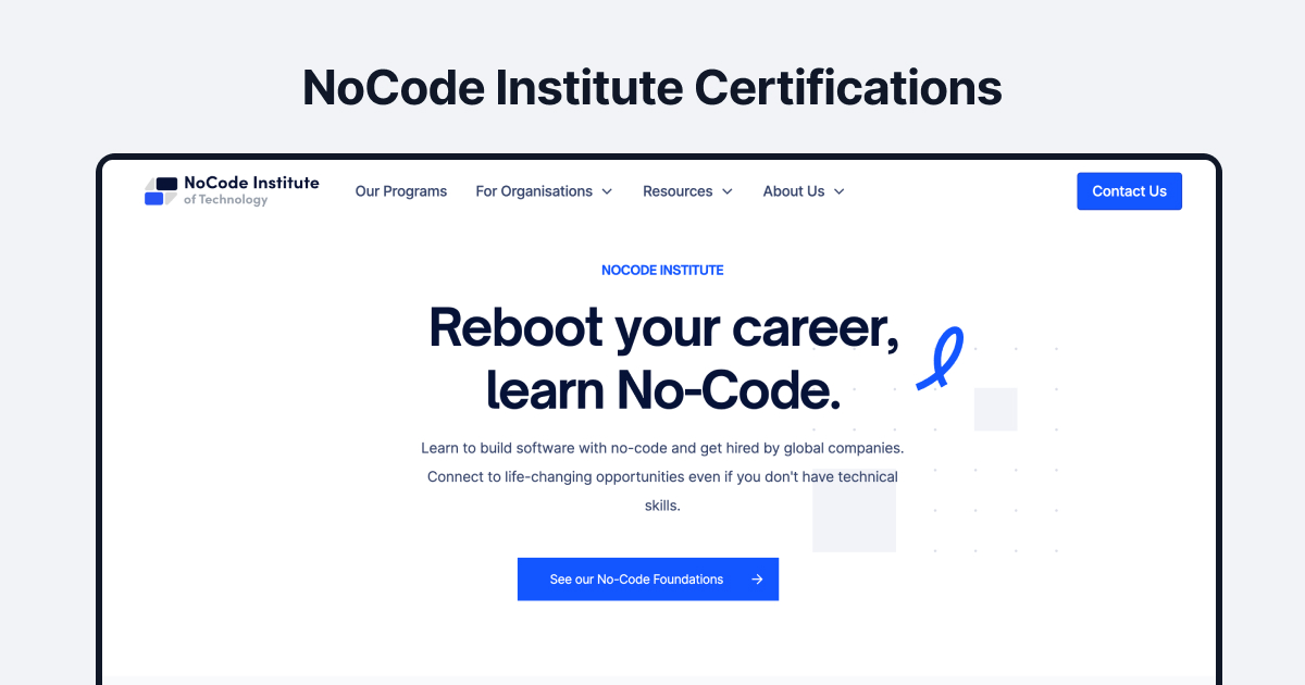Certifications | NoCode Institute