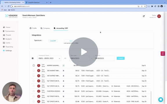 Viewpoint Spectrum Integration with Vendrix corporate cards and expense ...