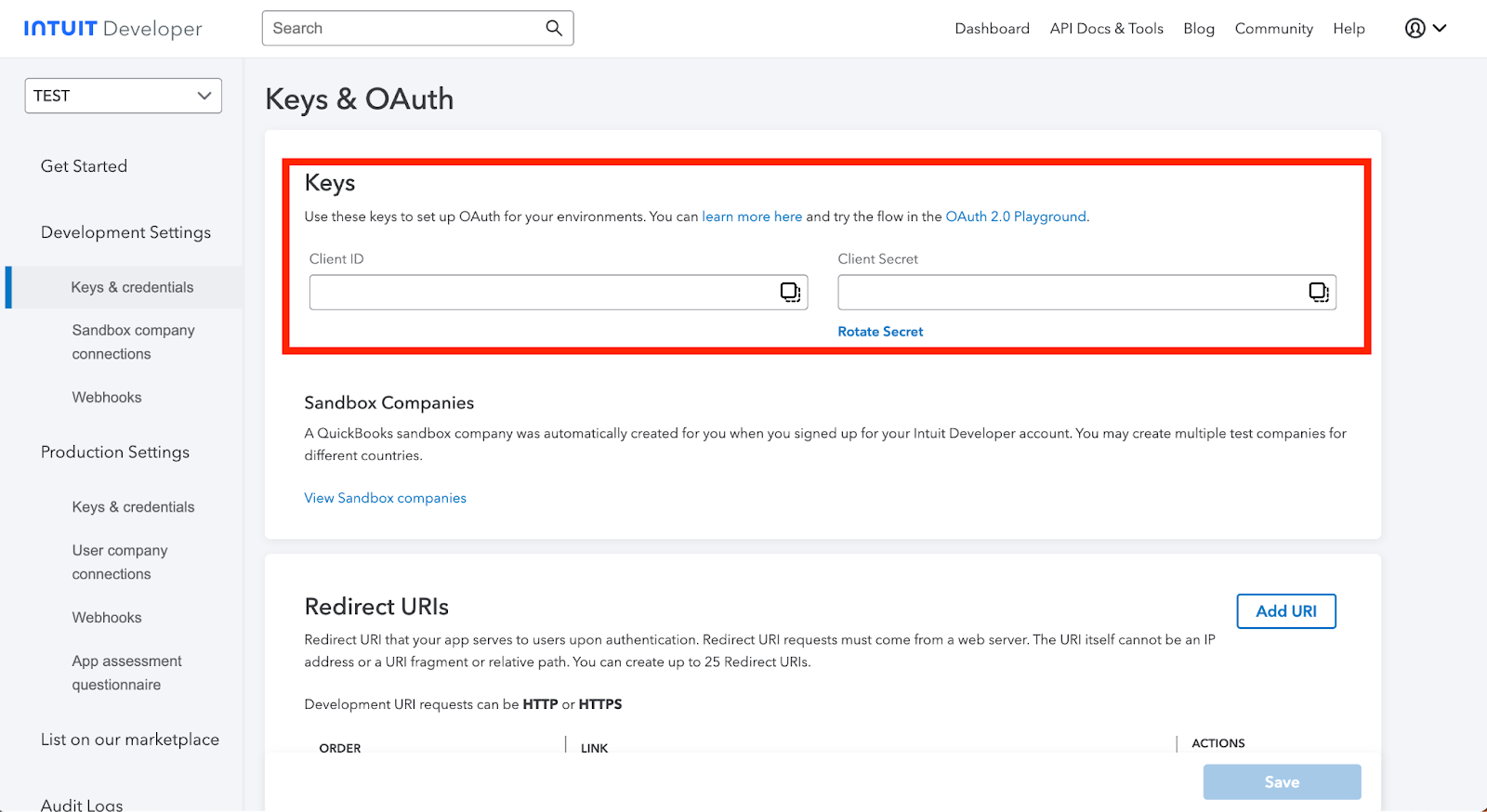 How to access your API key in QuickBooks Online
