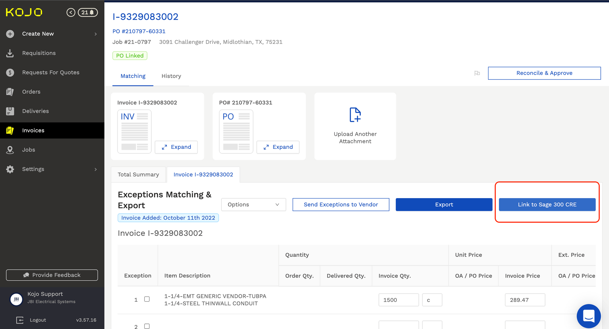 Kojo + Sage 300 CRE Integration