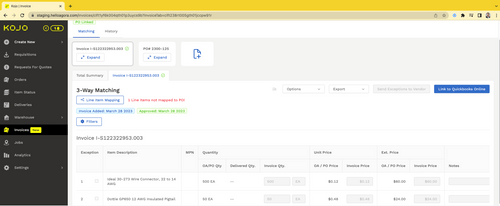 Kojo + Quickbooks Integration Integration