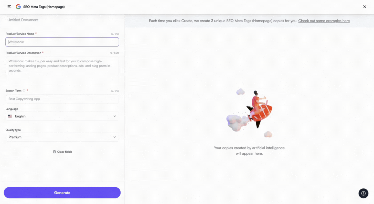 Free Meta Tag Homepage Generator | Writesonic - AI Writing