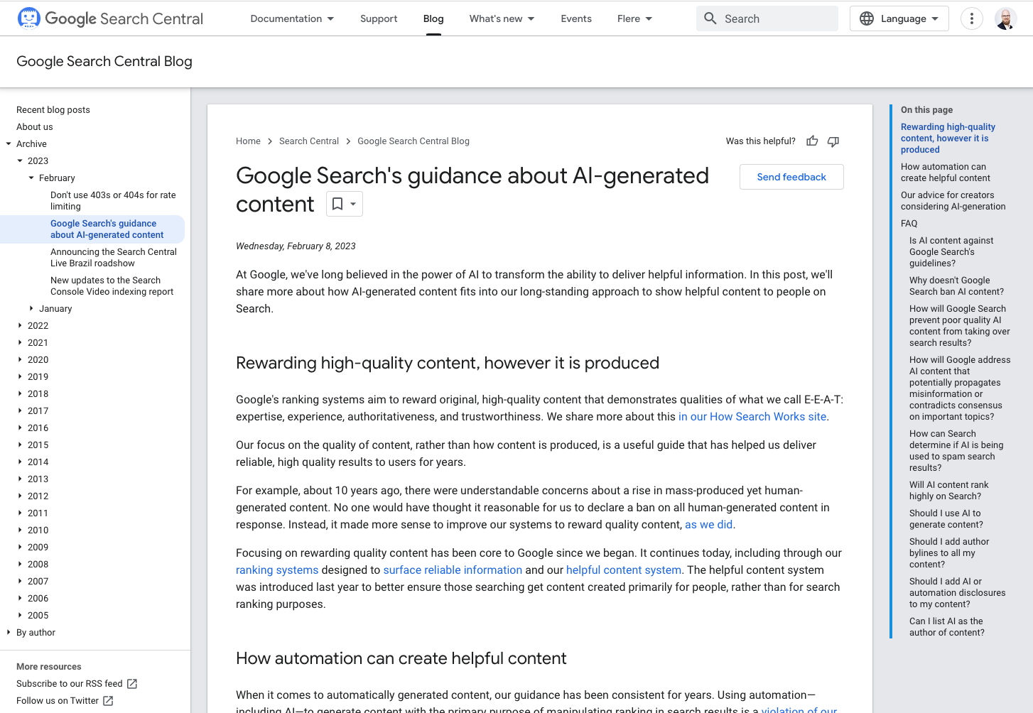 Google's new position and policy for AI text and content [2024]