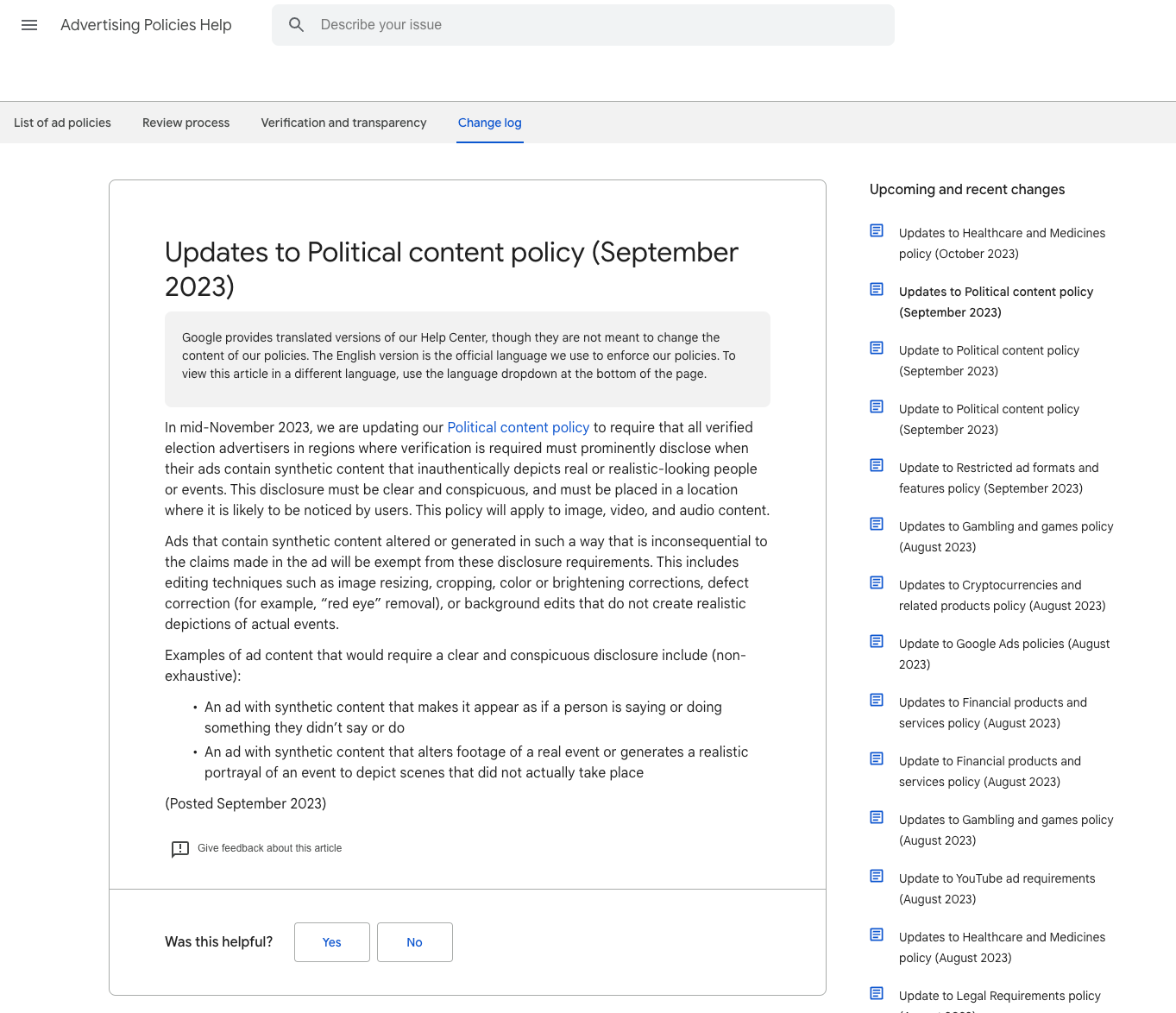New Google AI Policy Update: AI Content Still OK - But Political Ads ...