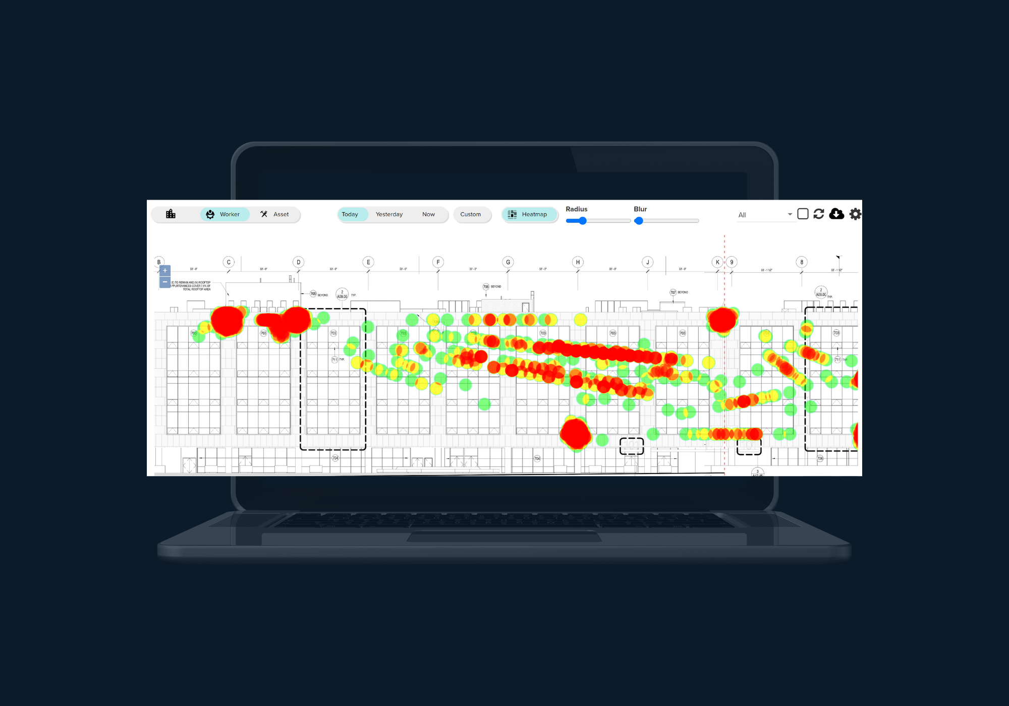 Workspace Efficiency with Heatmaps for Construction Sites
