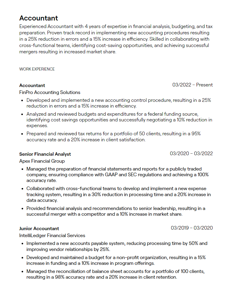 2023 Cost Accountant Resume Example Guidance TealHQ