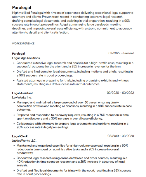 1+ Paralegal Resume Examples [with Guidance]