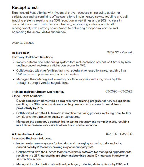 13+ Receptionist Resume Examples [with Guidance]