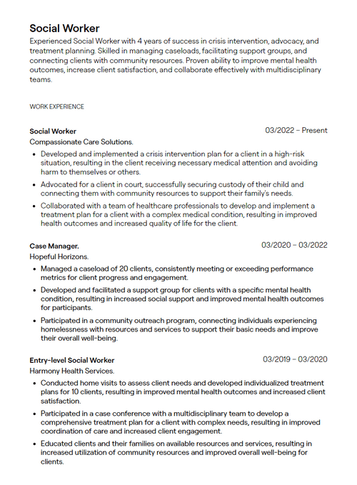 1+ Social Worker Resume Examples [with Guidance]
