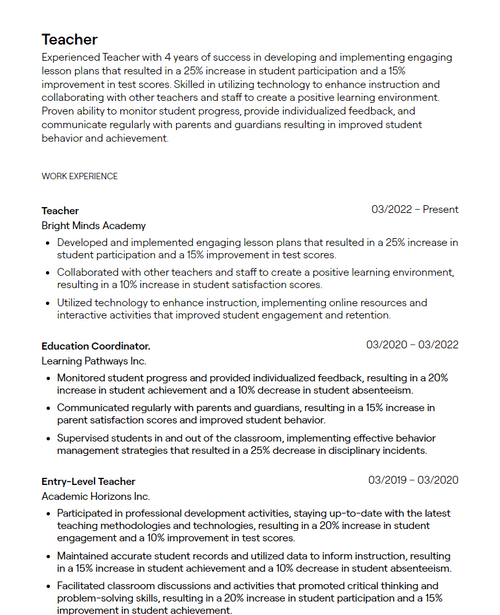 2+ Teacher Resume Examples [with Guidance]