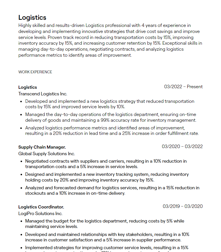 Logistics Manager Cover Letter