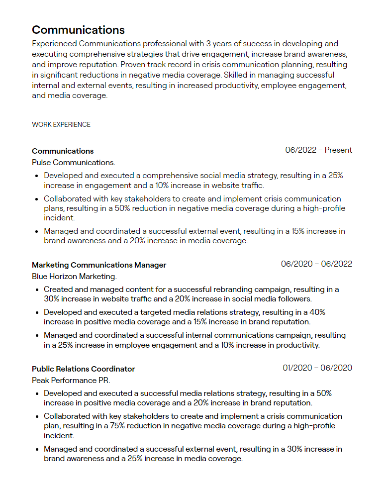 6 Communications Resume Examples with Guidance 