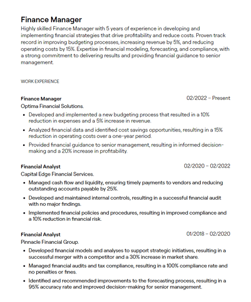5+ Finance Manager Resume Examples [with Guidance]