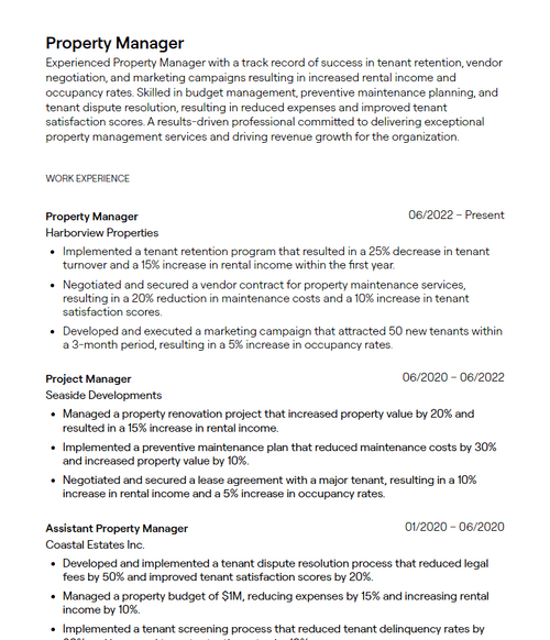 8+ Property Manager Resume Examples [with Guidance]