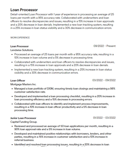 1+ Loan Processor Resume Examples [with Guidance]