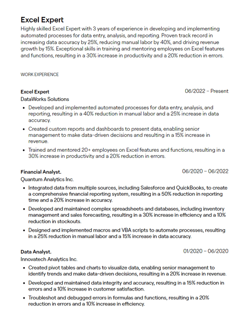 4+ Excel Expert Resume Examples [with Guidance]
