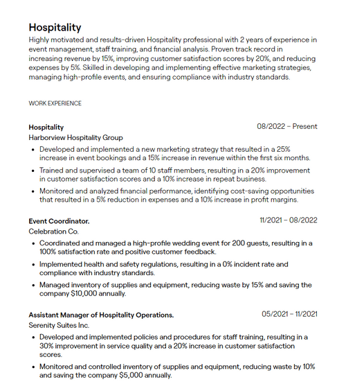 4+ Hospitality Resume Examples [with Guidance]