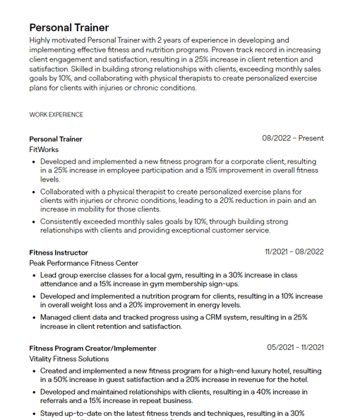 1+ Personal Trainer Resume Examples [with Guidance]