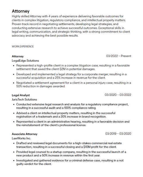 2+ Attorney Resume Examples [with Guidance]
