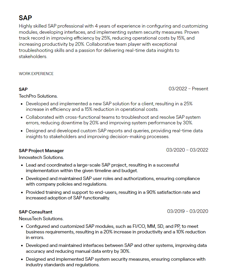 6 SAP Resume Examples with Guidance 