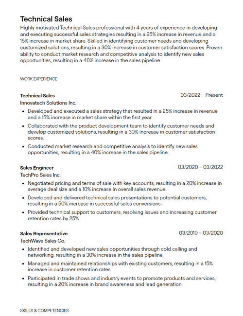 2+ Technical Sales Resume Examples [with Guidance]