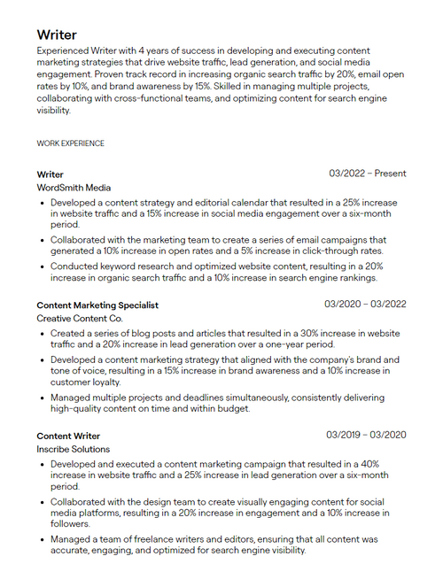 12+ Writer Resume Examples [with Guidance]