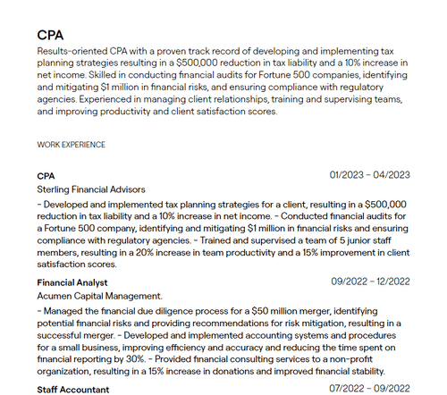 1+ CPA Resume Examples [with Guidance]