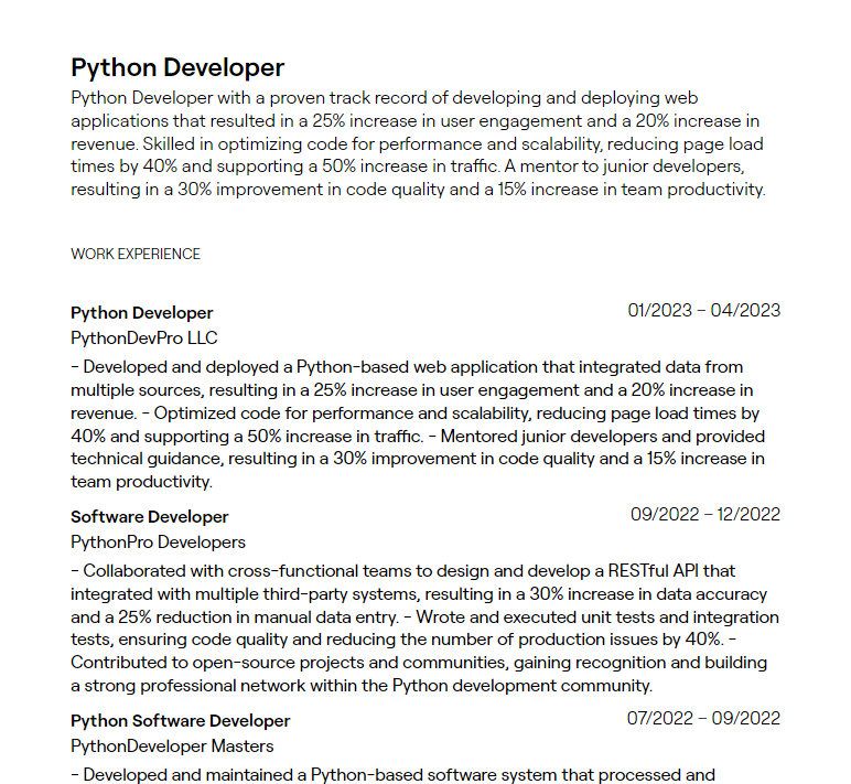 7 Python Developer Resume Examples with Guidance 
