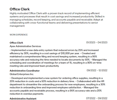 4+ Office Clerk Resume Examples [with Guidance]