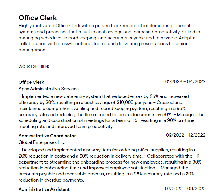 4 Office Clerk Resume Examples with Guidance 