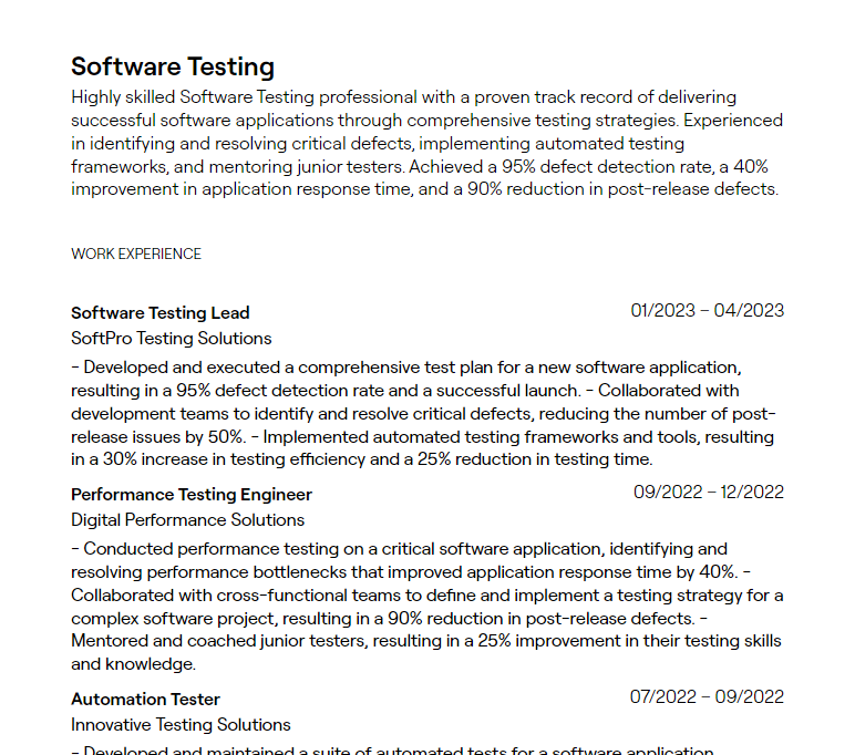 5 Software Testing Resume Examples with Guidance 