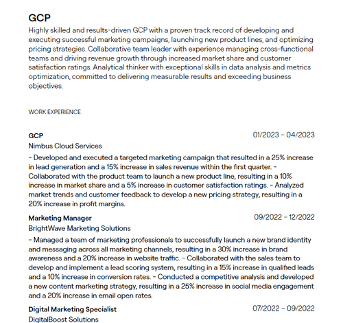 3+ GCP Resume Examples [with Guidance]