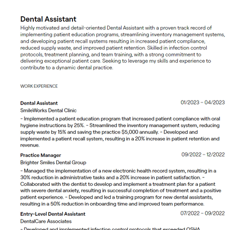 7+ Dental Assistant Resume Examples [with Guidance]