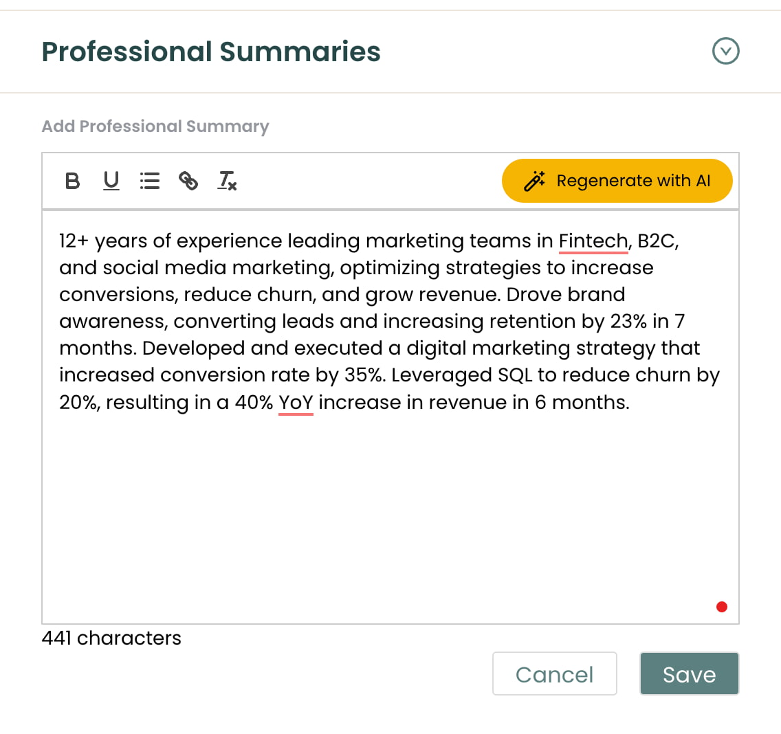 How To Write A Personal Statement For A Resume with AI Teal