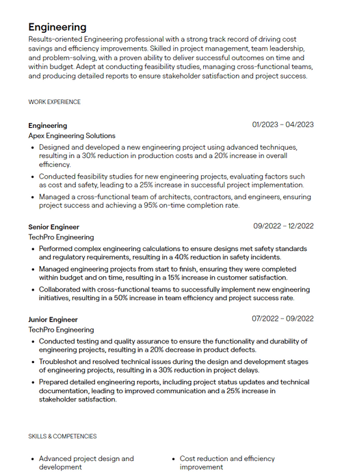 6+ Engineering Resume Examples [with Guidance]