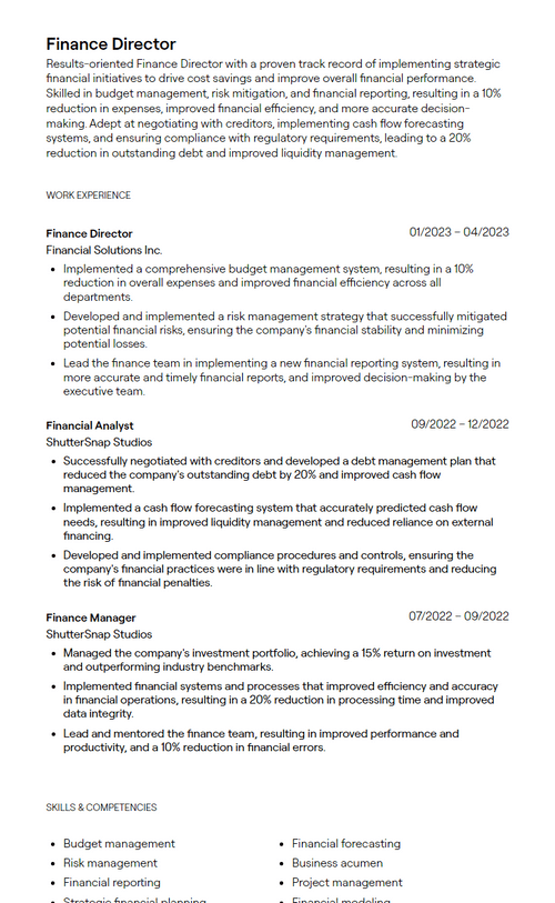 5+ Finance Director Resume Examples [with Guidance]