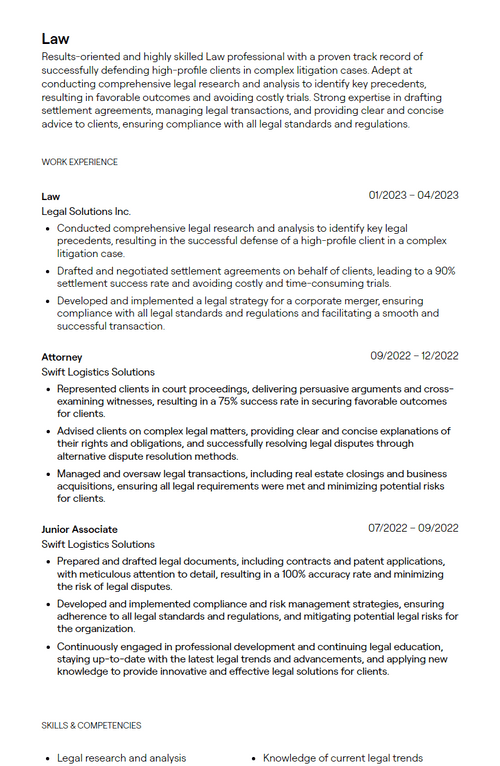 1+ Law Resume Examples [with Guidance]