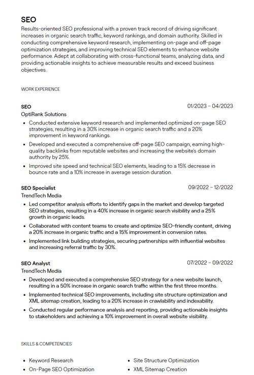 2+ SEO Resume Examples [with Guidance]