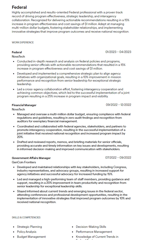 1+ Federal Resume Examples [with Guidance]