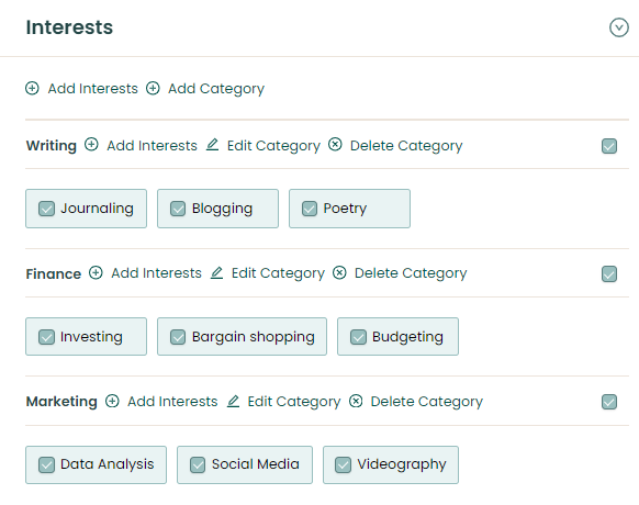 Interests And Hobbies List