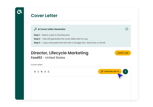 Cover Letter Generator - Write Your Cover Letter in Seconds with AI | Teal